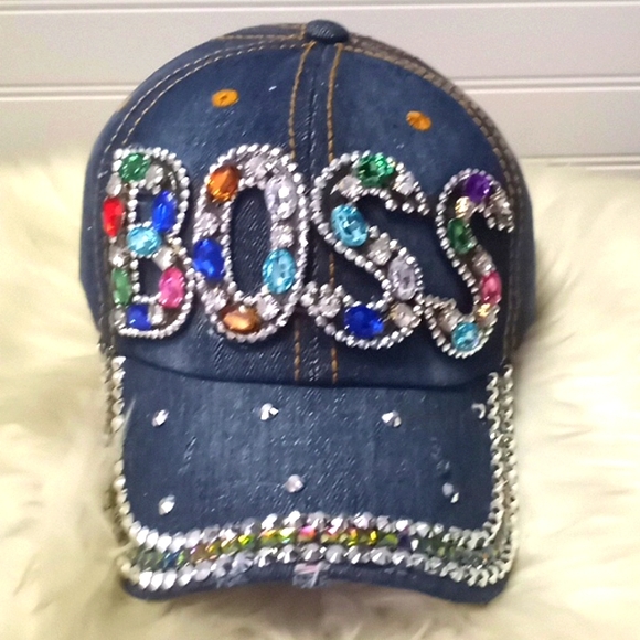Xoxo, Carly | Accessories | Boss Bling Dark Denim Baseball Cap | Poshmark